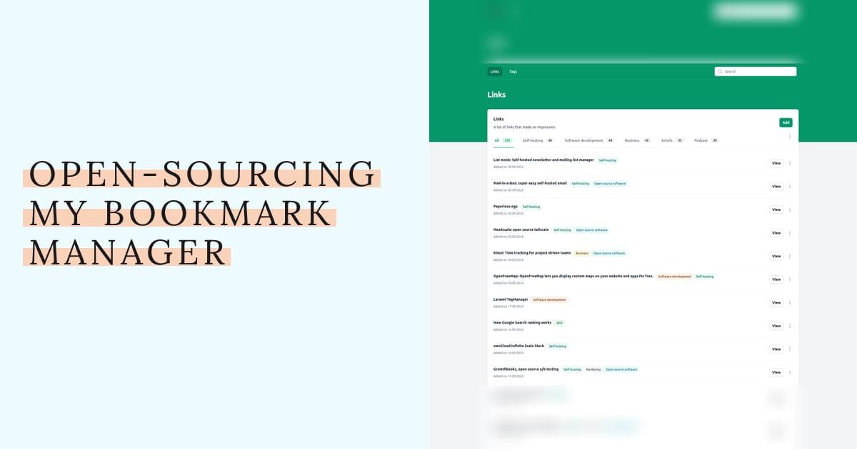 Open-sourcing my bookmark manager - Roelof Jan Elsinga